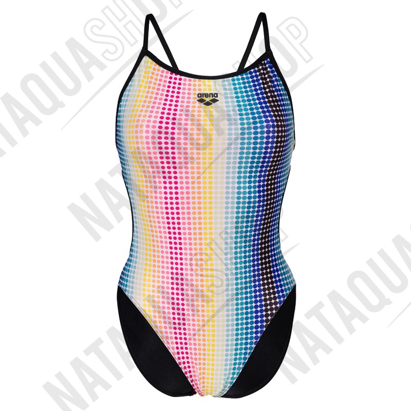 W ARENA CIRCLE STRIPE SWIMSUIT LACE BACK Noir/multi ARENA - MAILLOT & COMBI